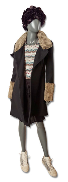 Mayle Faux Fur Trim Coat - refashioner